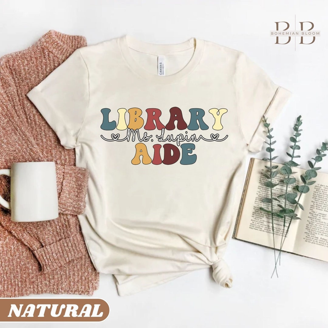 Custom Library Aide School Staff Shirt, Personalized Library Assistant ...