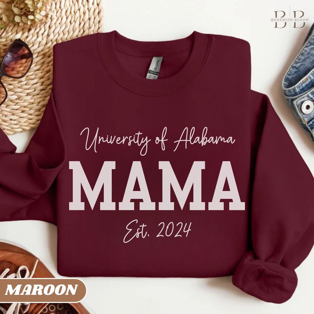 Custom University of Alabama Mom Sweatshirt, Personalized Bama Mom Gift ...
