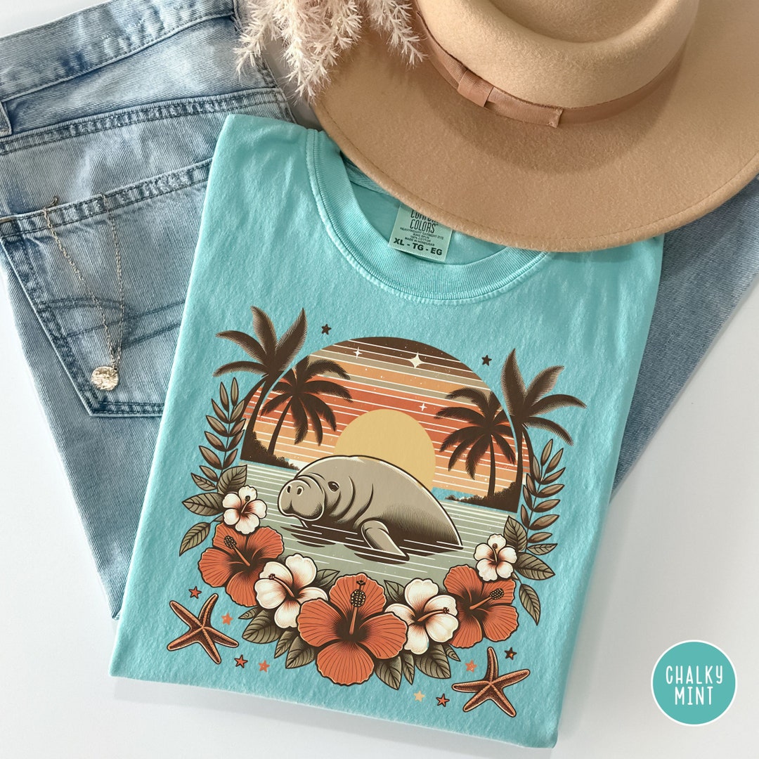 Manatee Shirt Ocean Inspired Style Hibiscus Shirt Coconut Girl Beach ...