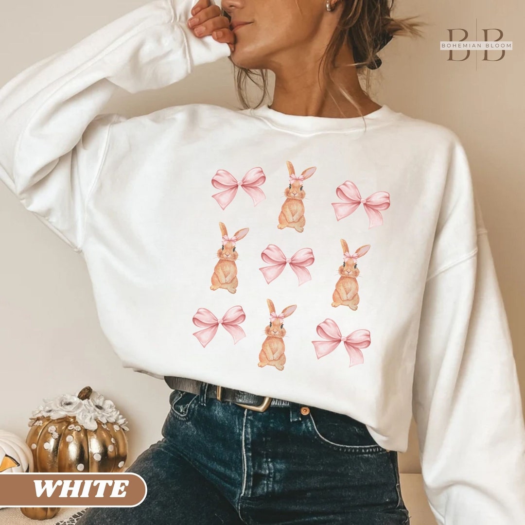 Coquette Easter Bunny Sweatshirt, Coquette Clothing for Easter, Cute ...