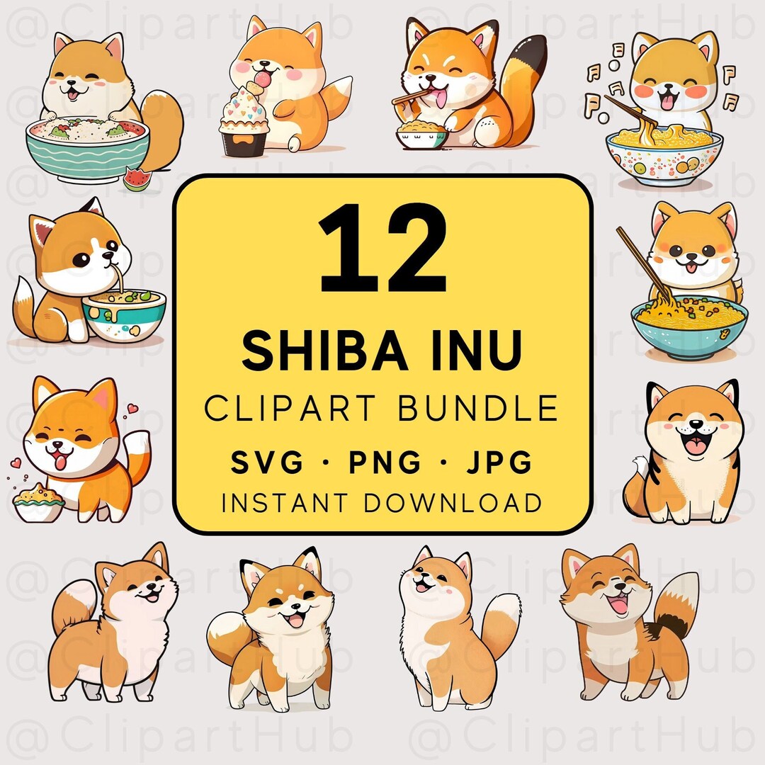 Shiba Inu Dog Clipart Set Kawaii Puppy SVG PNG and JPG - Etsy Australia