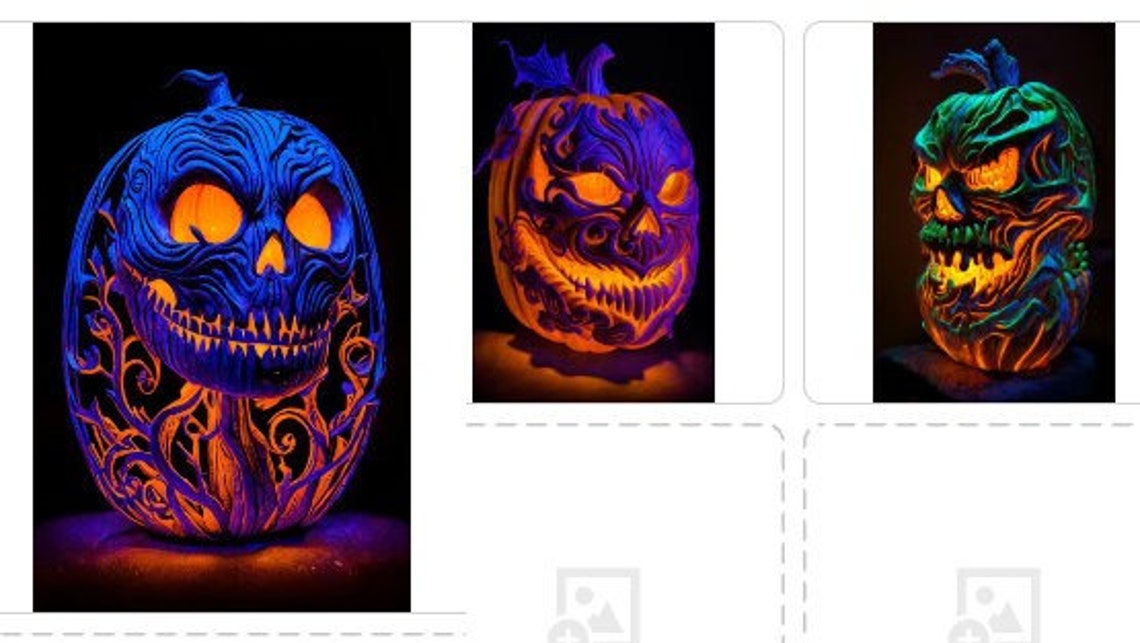 Halloween Jack O Lantern Pumkin Carving Spooky Creepy Decoration Art (3 ...