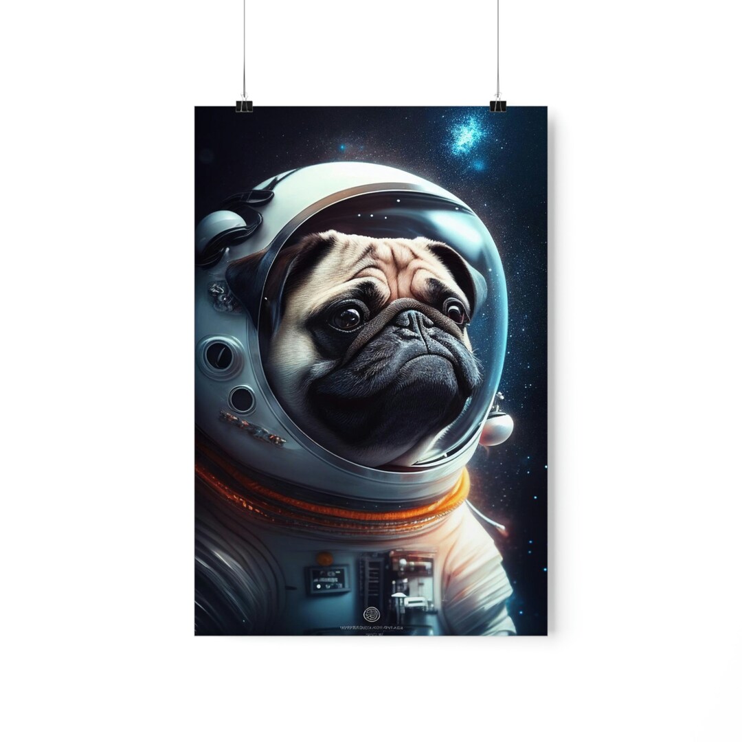 Pug Dog Astronaut Funny Silly Whimsical Meme #1 - Fine Art Print Poster ...