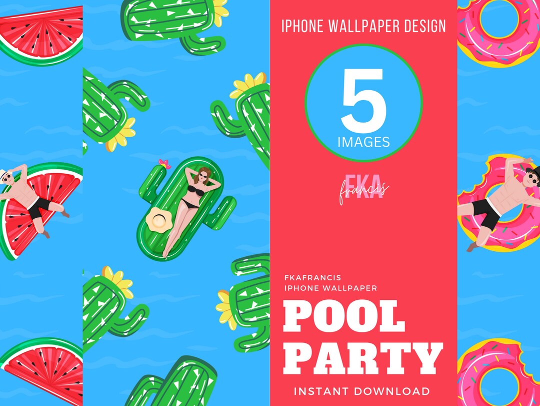 Pool Party 5x iPhone Wallpaper Lock Screen Design Variations Colorful ...