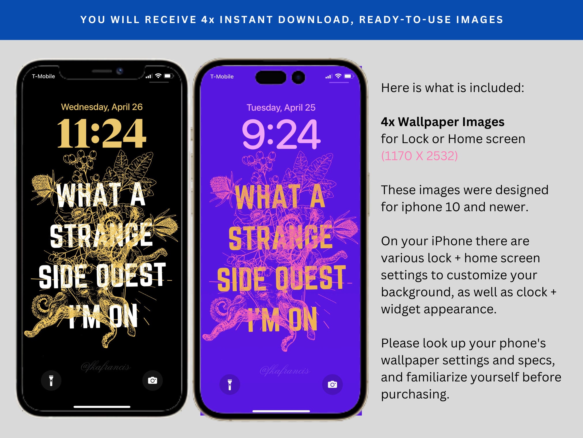 IPhone Wallpaper Design With Variations | Side Quest Text With Creative ...