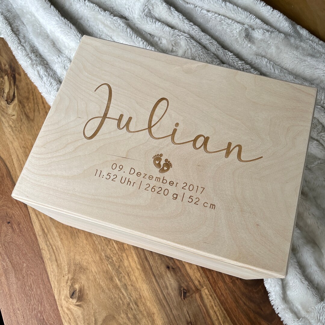 Personalized Memory Box Simple With Name and Date of Birth Wooden ...