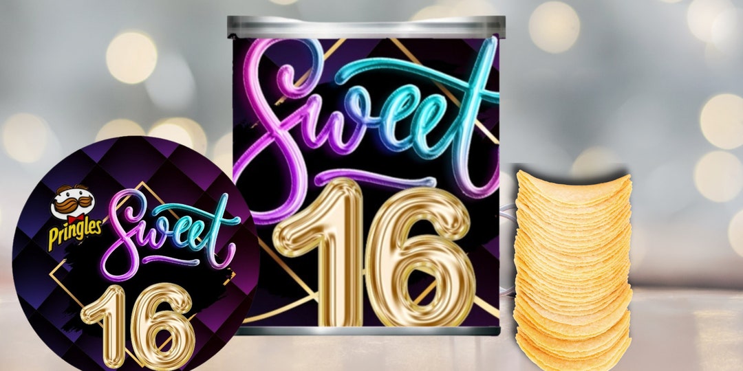 Sweet 16 Pringles Can Wrapper, Digital Printable, Sweet 16 Favor, Party ...