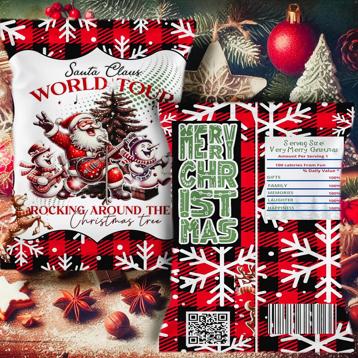 Christmas Chip Bags | Party Favor | Stocking Stuffer | Cute Santa ...