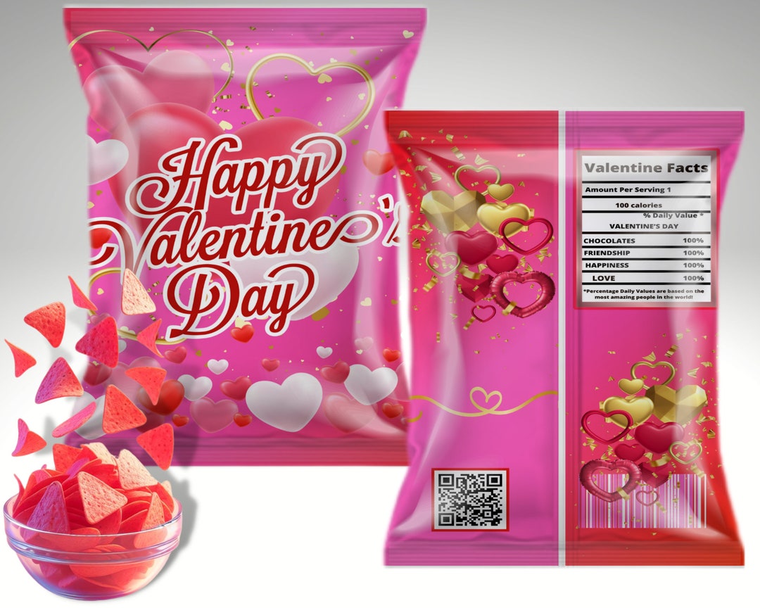 Valentine's Day Chip Bag, Valentine's Day Treats, Valentine's Day Favor ...