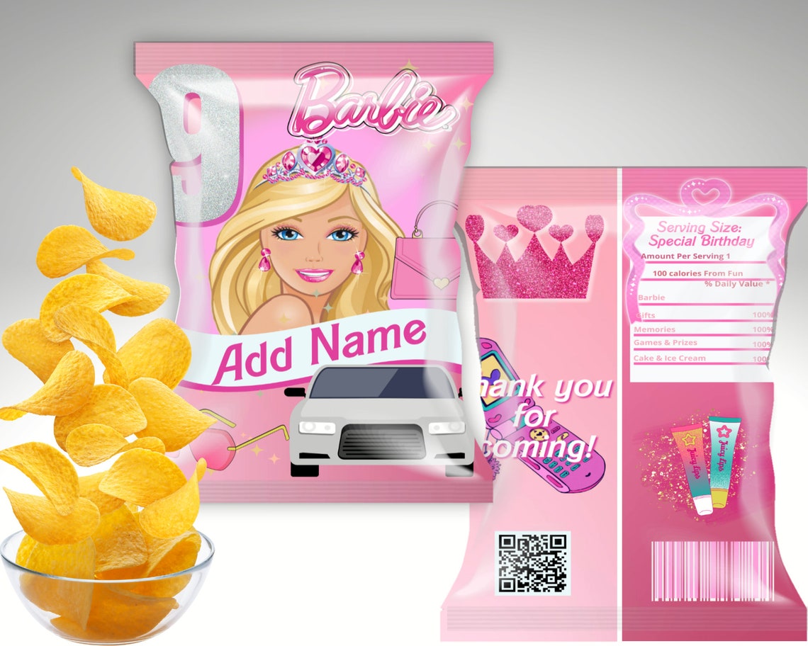 Custom Party Favors Chip Bags Doll Party Girls Party Favors Chip Bags ...