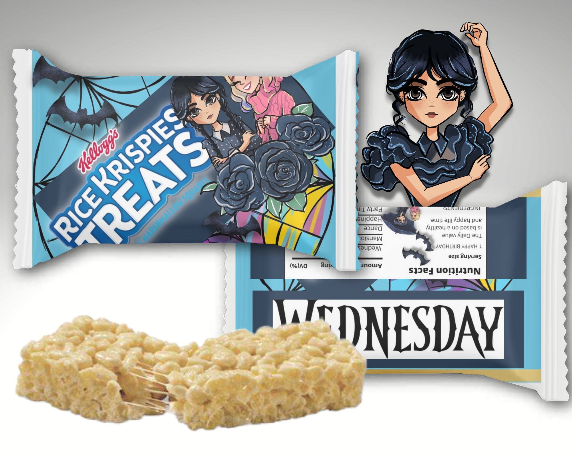 Wednesday Addams Rice Krispies Treats , Custom Marshmallow Cereal Bar ...