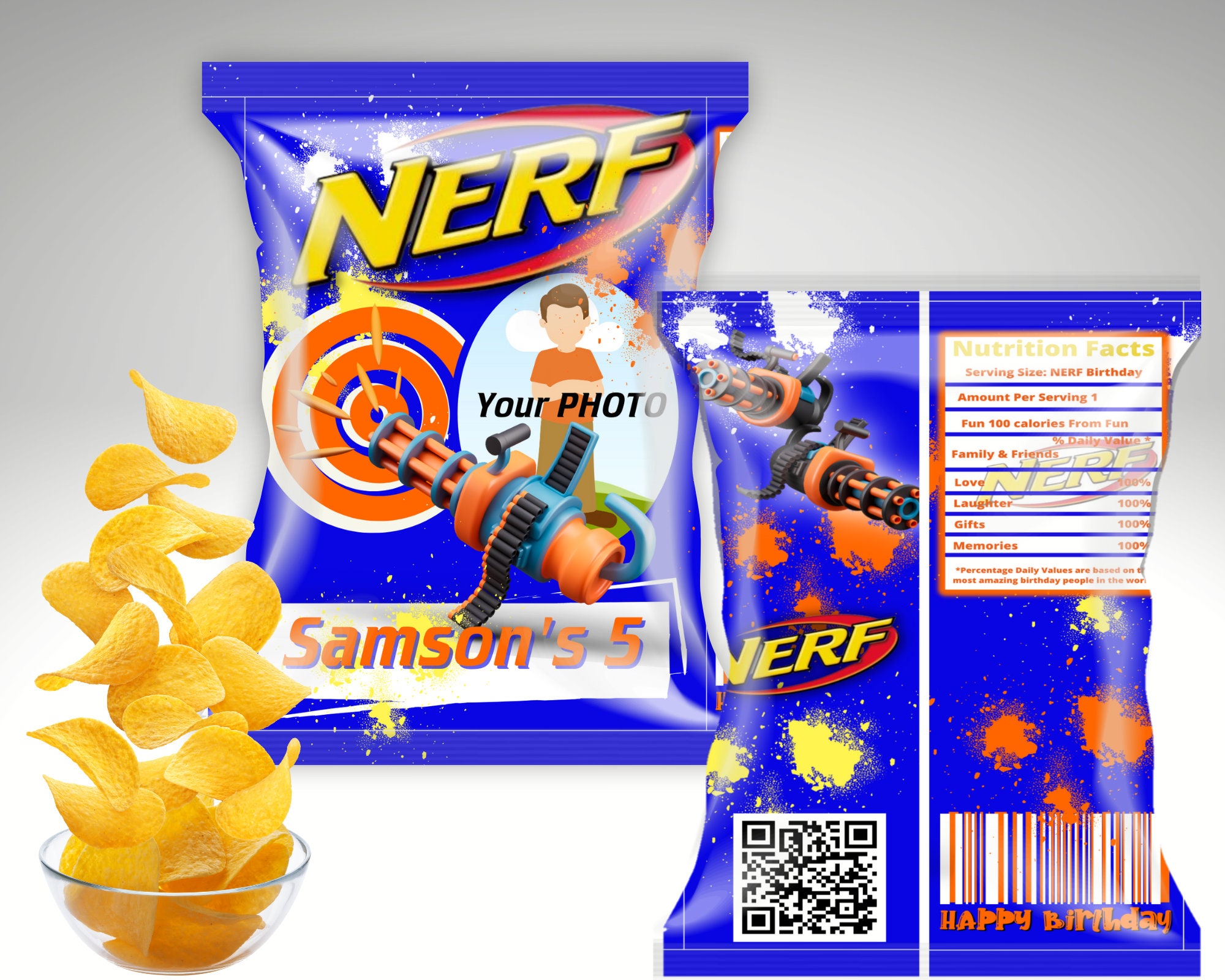 Printable Birthday Party| Chip Bags | Custom Treats Package| Chip Bag ...