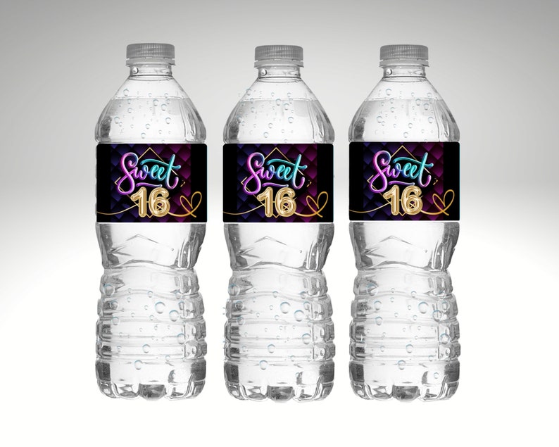 Printable| Sweet Sixteen Water Bottle Label | Digital Files | Custom ...