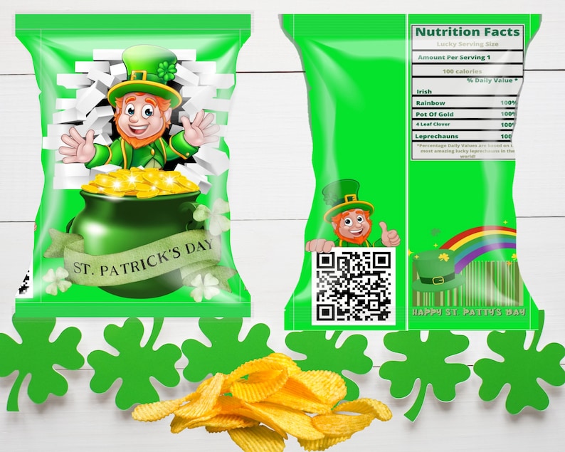 St Patricks Day| Chip Bag Template | Chip Wrapper | Party Gifts for ...