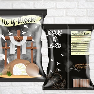 He is Risen Easter | Religious Treats Package| Chip Template| JESUS is ...