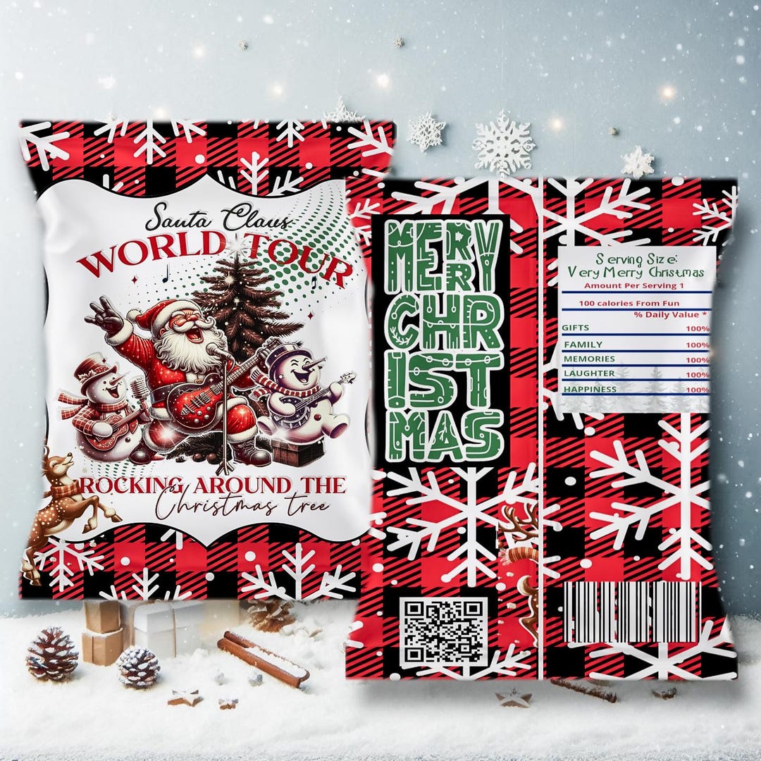 Christmas Chip Bags | Party Favor | Stocking Stuffer | Cute Santa ...