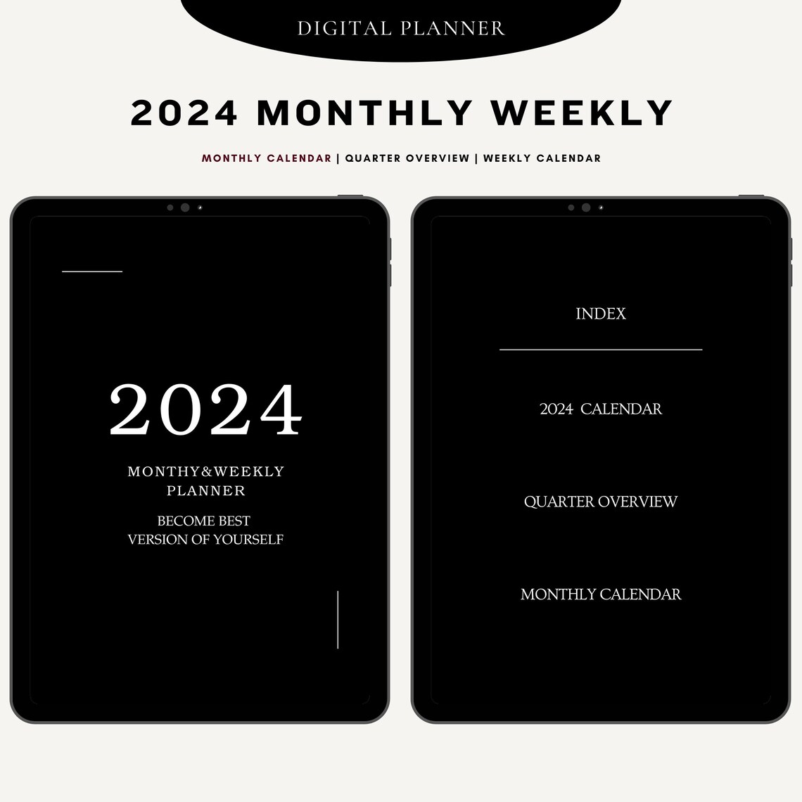 2024 Monthly Planner, 2024 Monthly Calendar Digital, Monthly Weekly ...