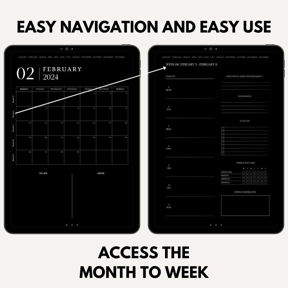 2024 Monthly Planner, 2024 Monthly Calendar Digital, Monthly Weekly ...