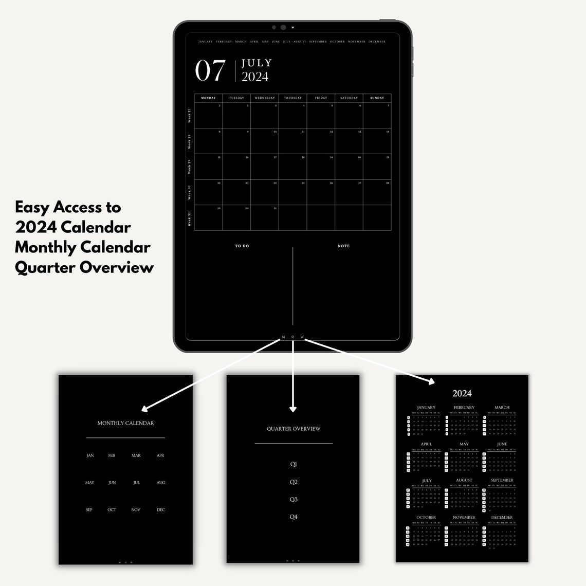 2024 Monthly Planner, 2024 Monthly Calendar Digital, Monthly Weekly ...