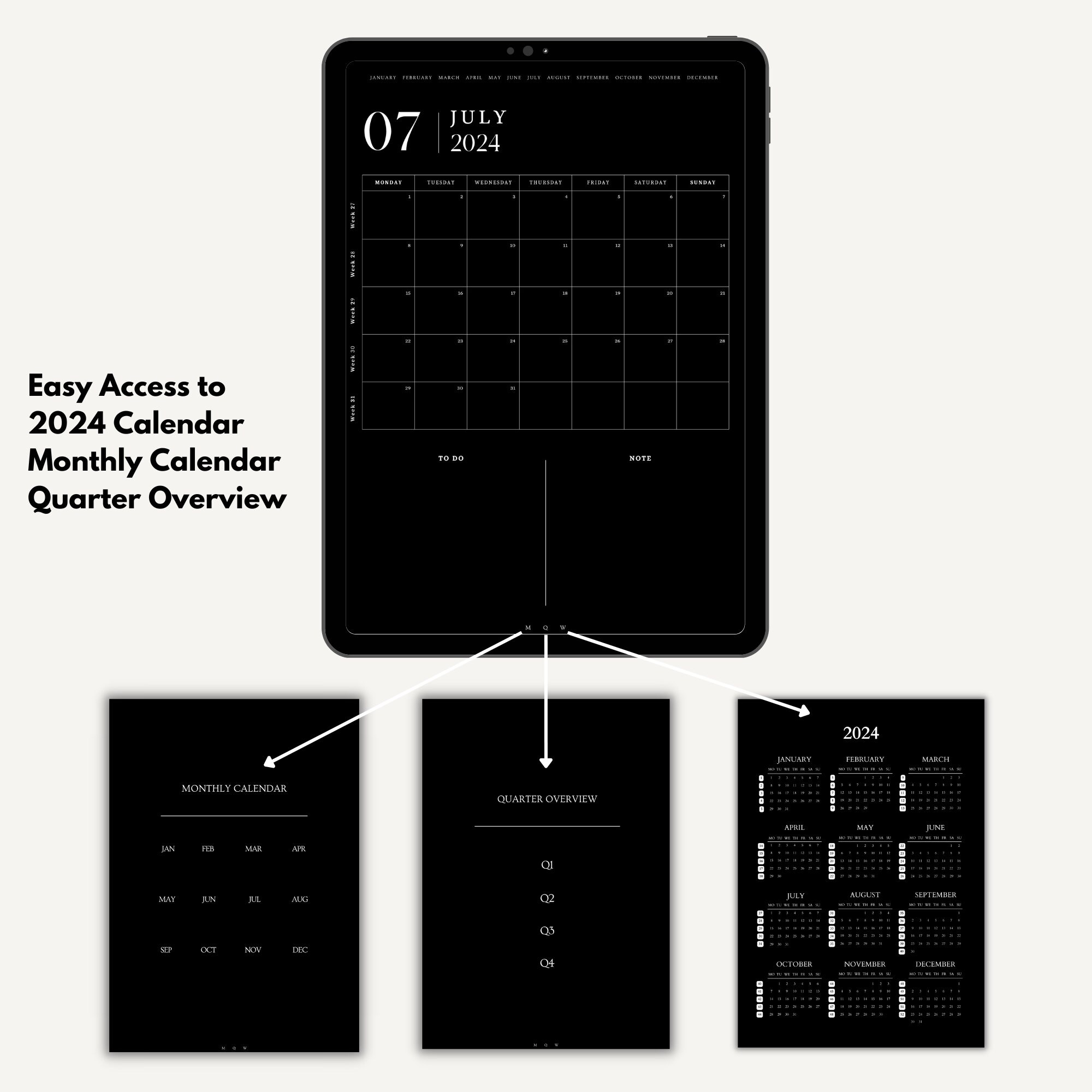 2024 Monthly Planner, 2024 Monthly Calendar Digital, Monthly Weekly ...