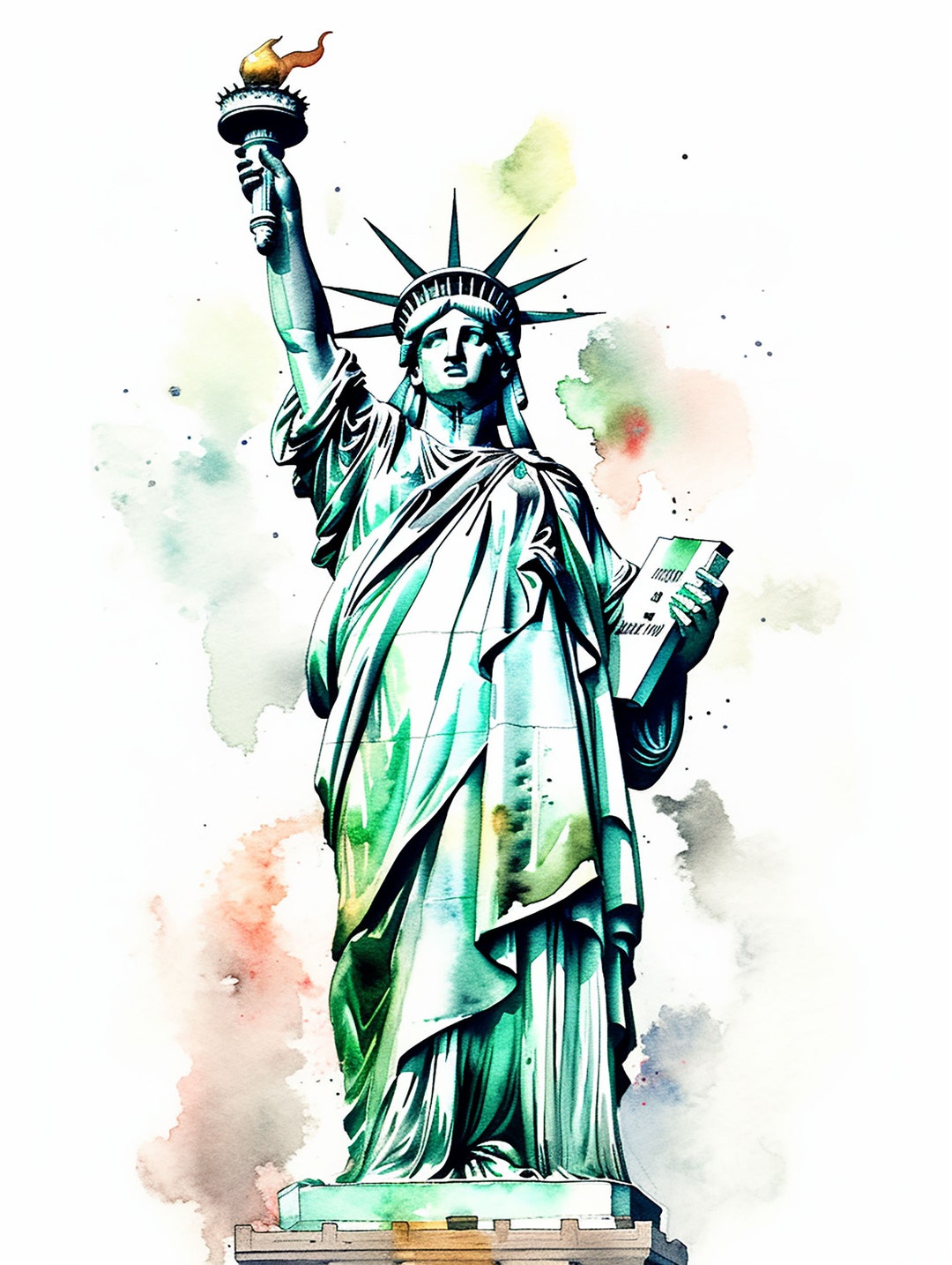 The Statue of Liberty, Watercolor Painting, Printable Art, Wall Décor ...
