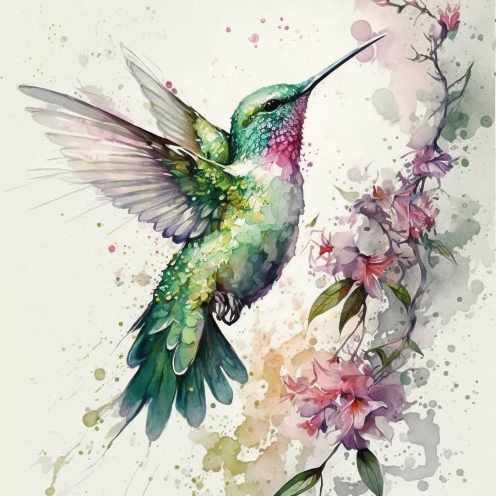 Watercolor Art Marbella: the Beautiful Hummingbird Printable Art Wall ...