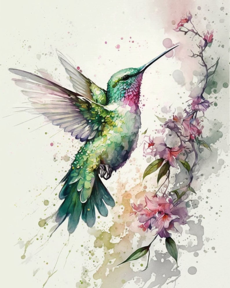 Watercolor Art Marbella: the Beautiful Hummingbird - Etsy