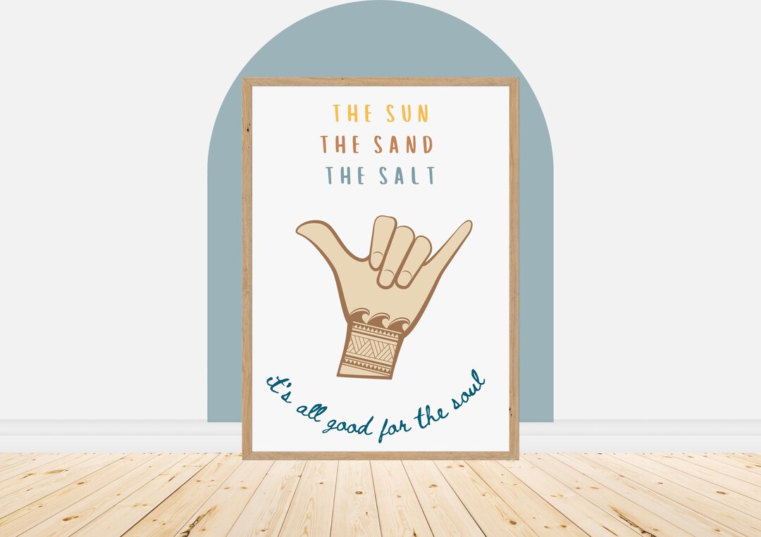 Shaka Printable, Sun Sand Salt Prints, Surf Nursery Printable, Boho ...