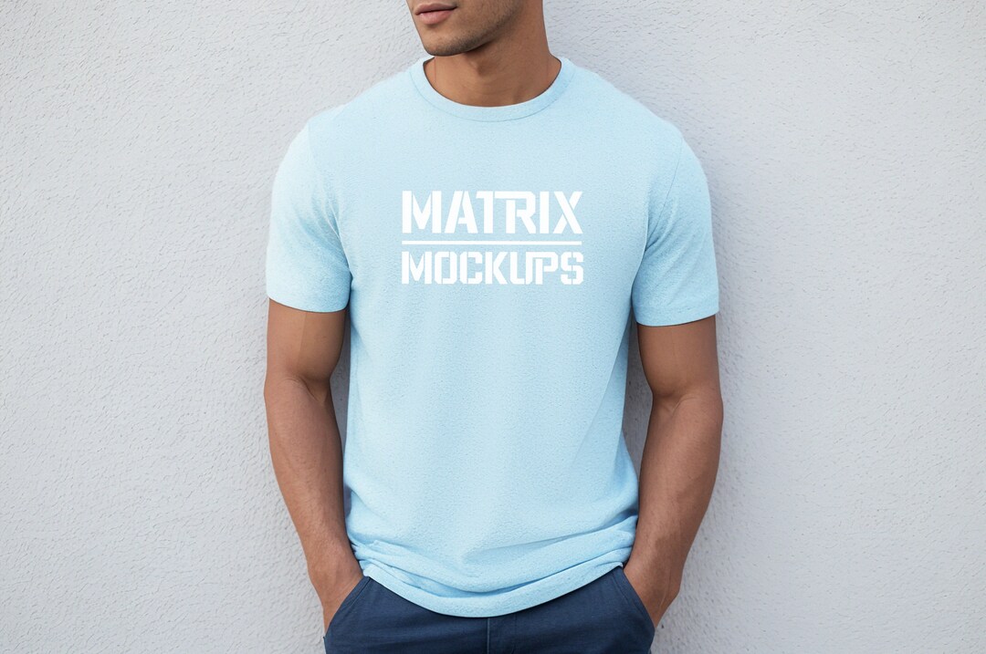 Heather Ice Blue Bella Canvas 3001 Mockup, T-shirt Mockup, Male T-shirt ...