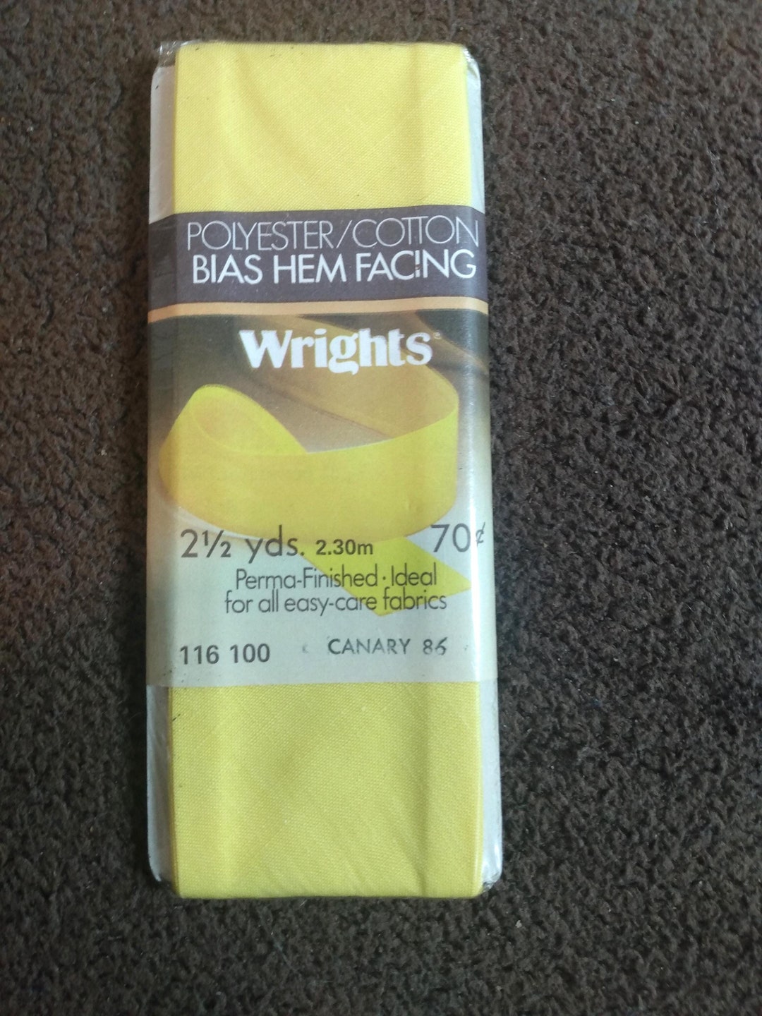 1978 Canary Wrights Bias Hem Facing 65% Kodel Polyester, 35 Percent ...