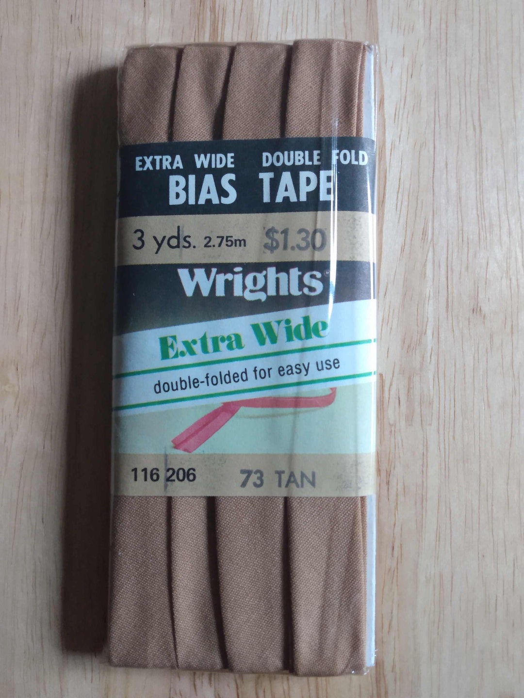 1986 Tan 73 Wrights Extra Wide Double Fold Bias Tape 50% Kodel ...
