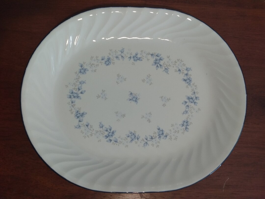12-inch Blue Fleur Corelle Serving Platter Discontinued Actual: 12 1/4 ...