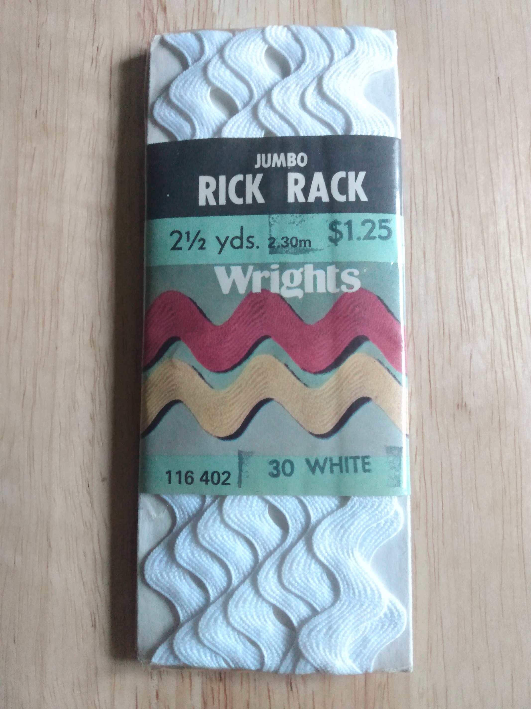 1986 Wrights Jumbo Rick Rack 100% Polyester 2.5 Yards 116 402 30 White ...