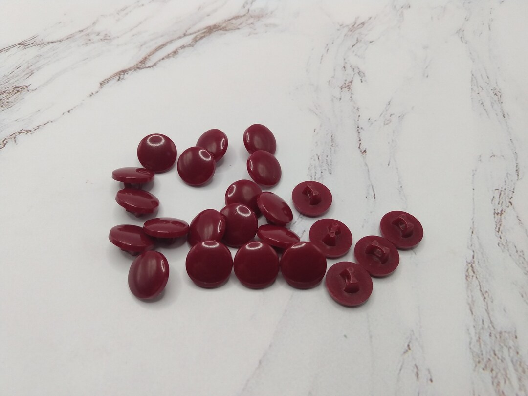 3 Buttons X 7/16" Maroon Shank Buttons - Solid Color - Vintage-style ...