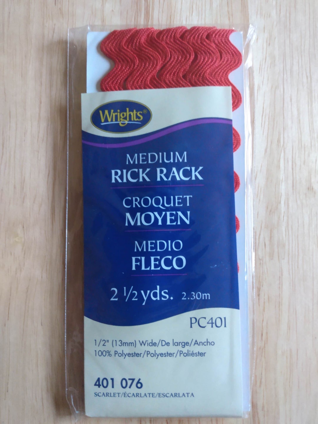 Scarlet Wrights Medium Rick Rack 100% Polyester 1/2 Wide 2.5 Yards ...