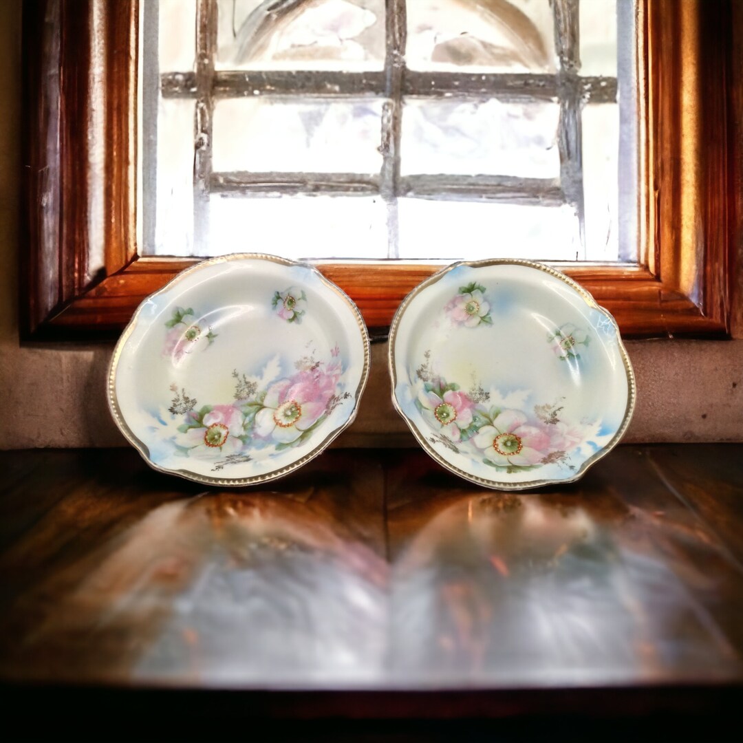 Early 1900s Burley and Tyrrell Co. Small 5-3/8 Inch Floral Bowls Set of ...
