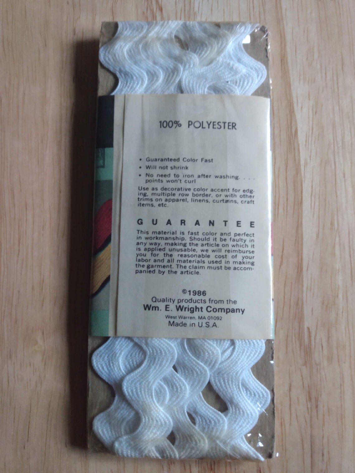 1986 Wrights Jumbo Rick Rack 100% Polyester 2.5 Yards 116 402 30 White ...