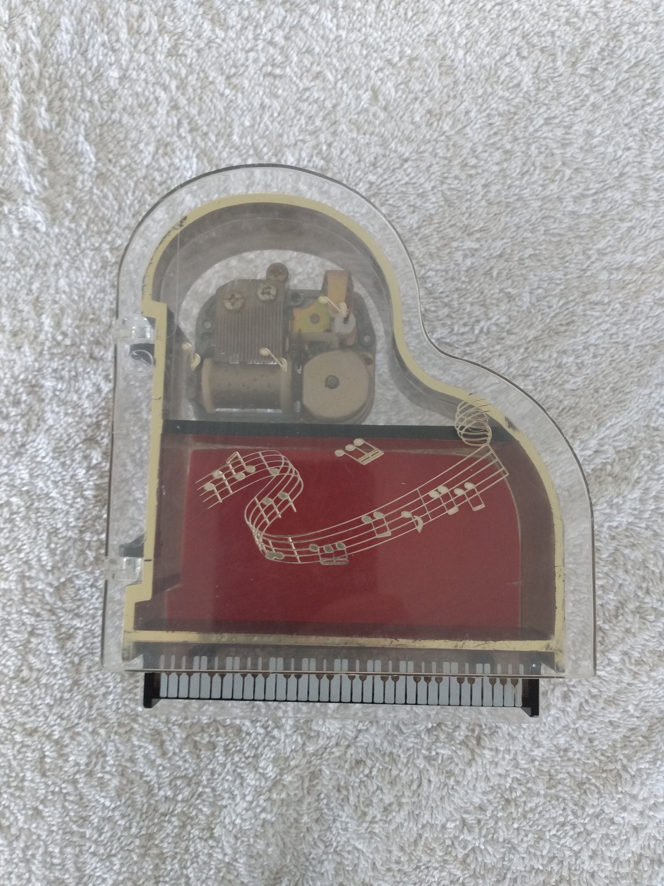 Beautiful Vintage Clear/red/gold Piano Music Box in Working Condition ...