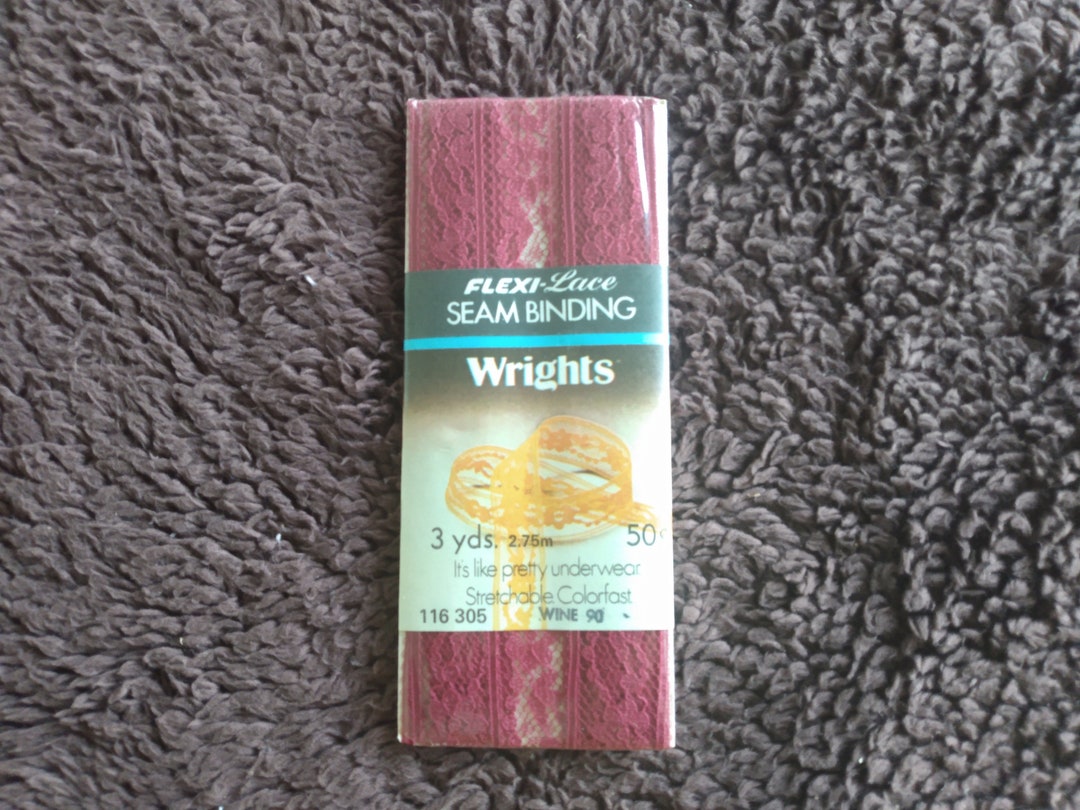 1978 Wine 90 Purple Wrights Flexi-lace 100% Nylon Seam Binding 3 Yards ...