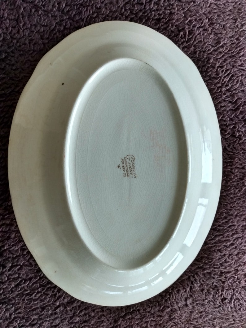 Antique/pre-antique Georgelyn Ivory Canonsburg Co. Pottery 11 1/2 X 8 5 ...