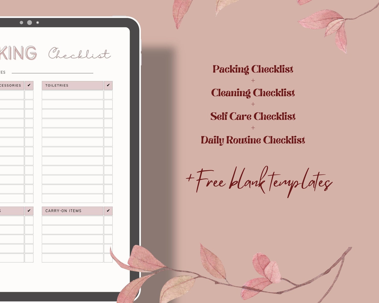 Blank Checklist Template Printable Checklist Self Care Digital - Etsy