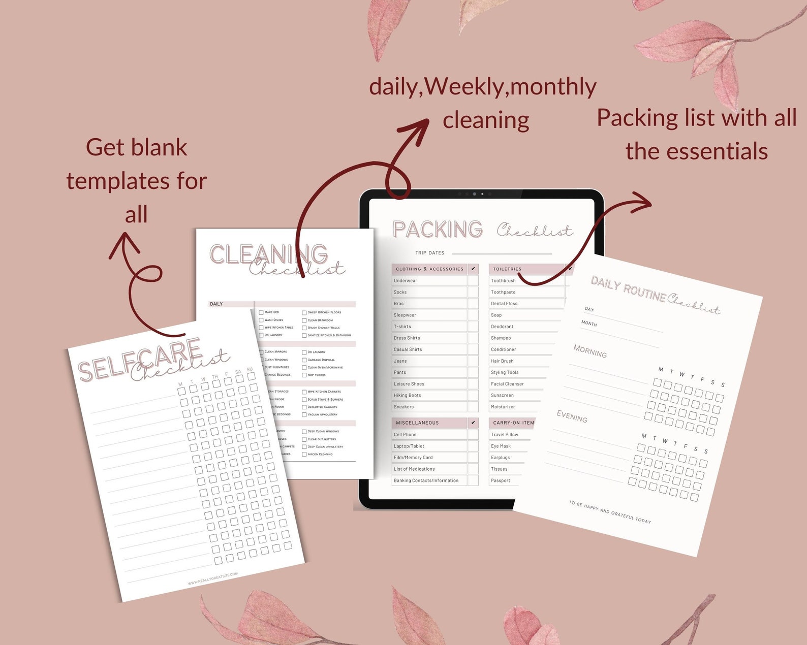 Blank Checklist Template Printable Checklist Self Care Digital - Etsy