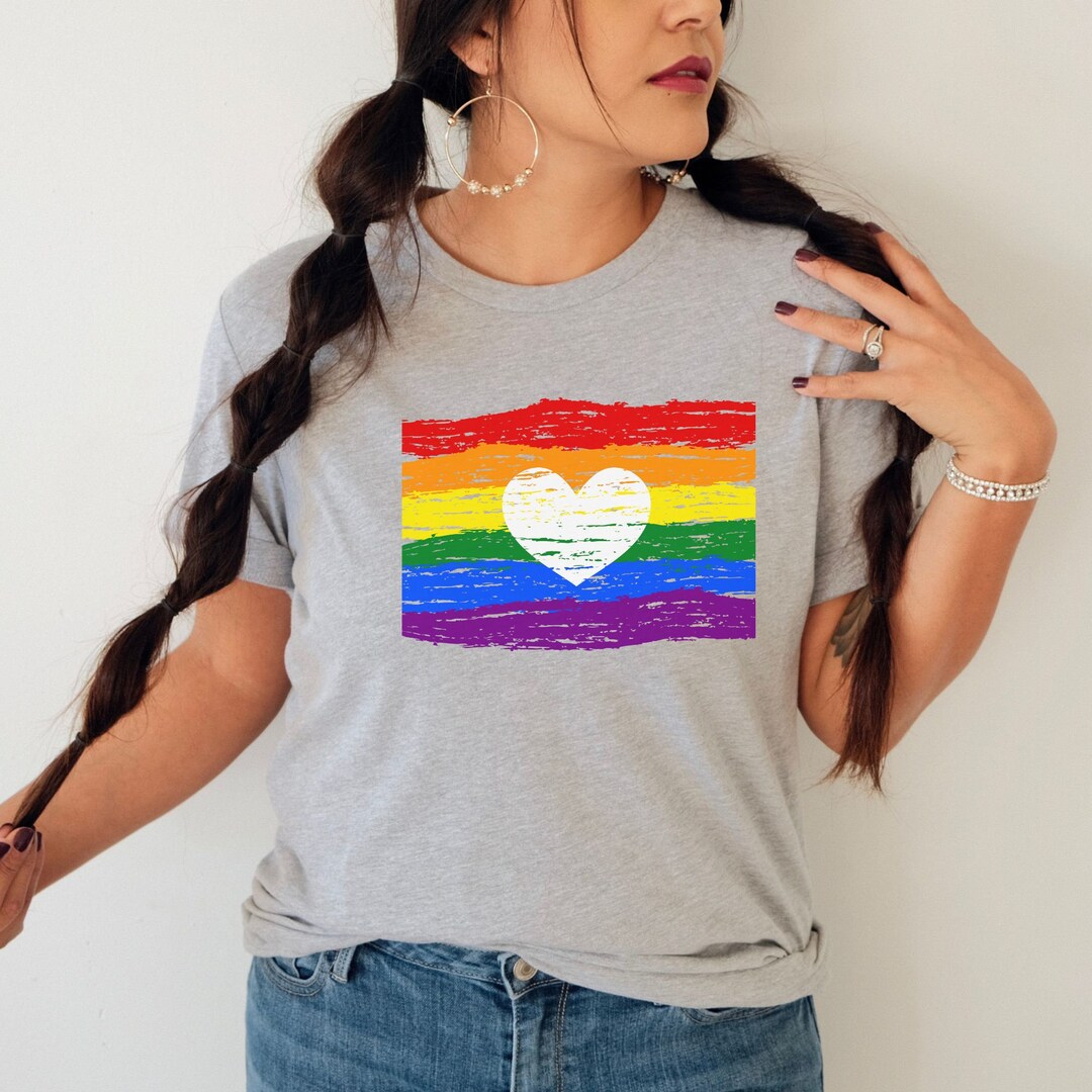 Heart Pride Flag T Shirt Pride Love Gift for Her Pride Month Shirt Gift ...