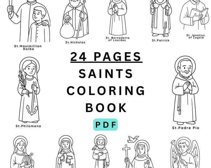 Printable Catholic Saints Coloring Book, 24 Catholic Coloring Pages ...