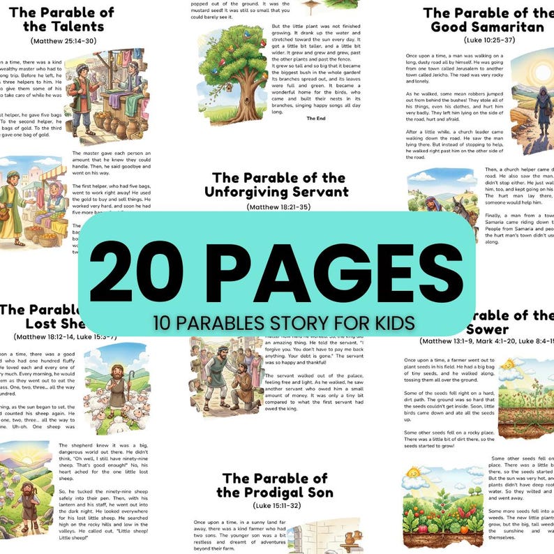 Printable Bible Stories: 10 Parables From the Gospel (digital Download) - Etsy