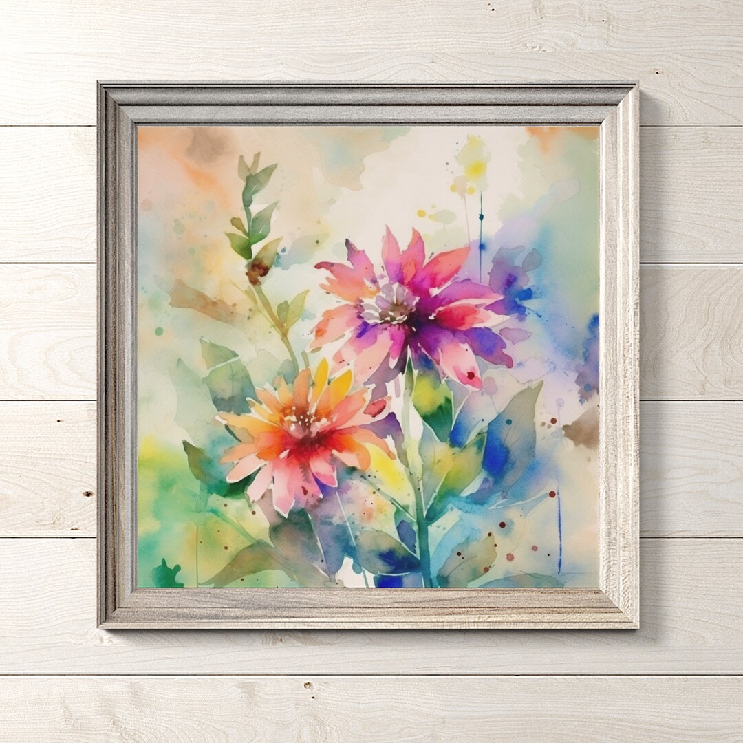 Digital Flowers Art, Flowers Wall Art, AI Digital Art, Nursery Wall Art ...