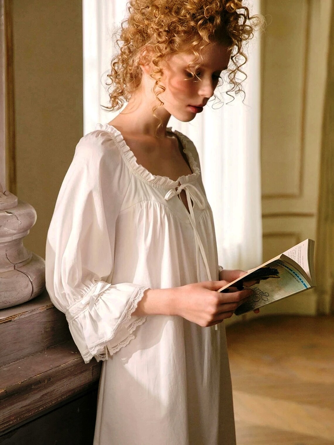 Handmade Cotton Victorian Nightgown: Edwardian Style Lace Nightwear ...