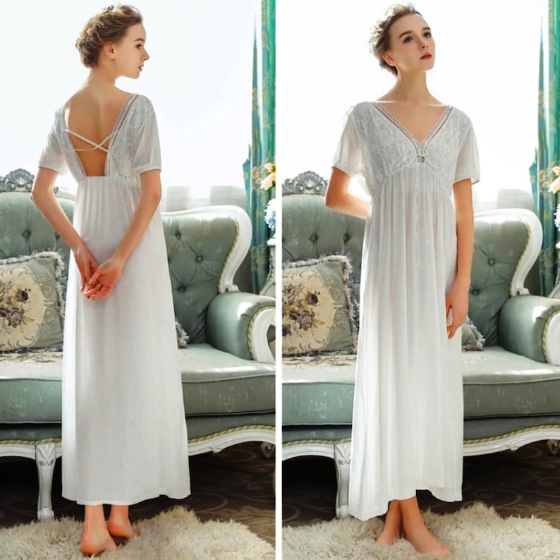 Victorian Nightgown, Edwardian Nightgown, Cotton White Vintage ...