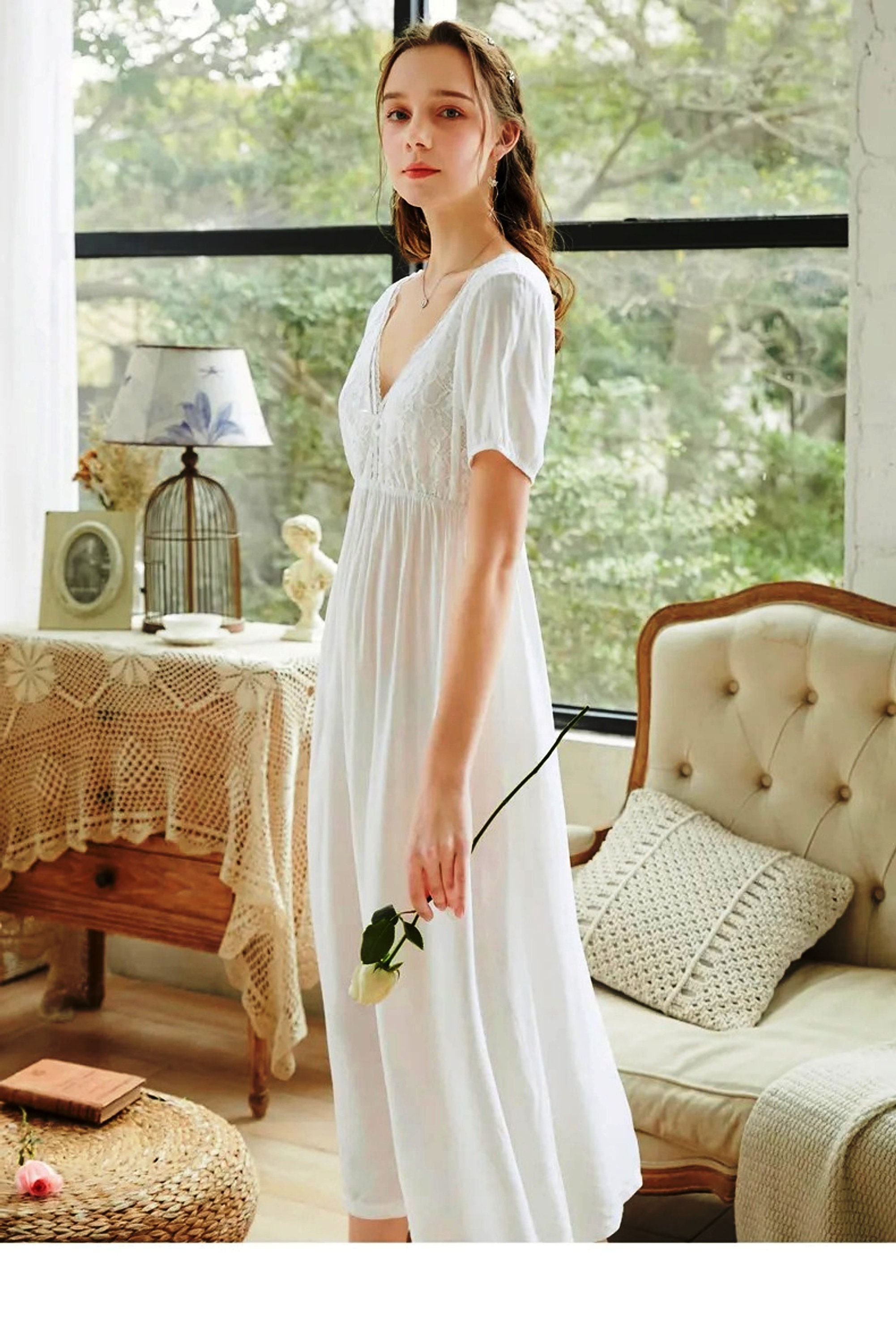 Victorian Nightgown, Edwardian Nightgown, Cotton White Vintage ...