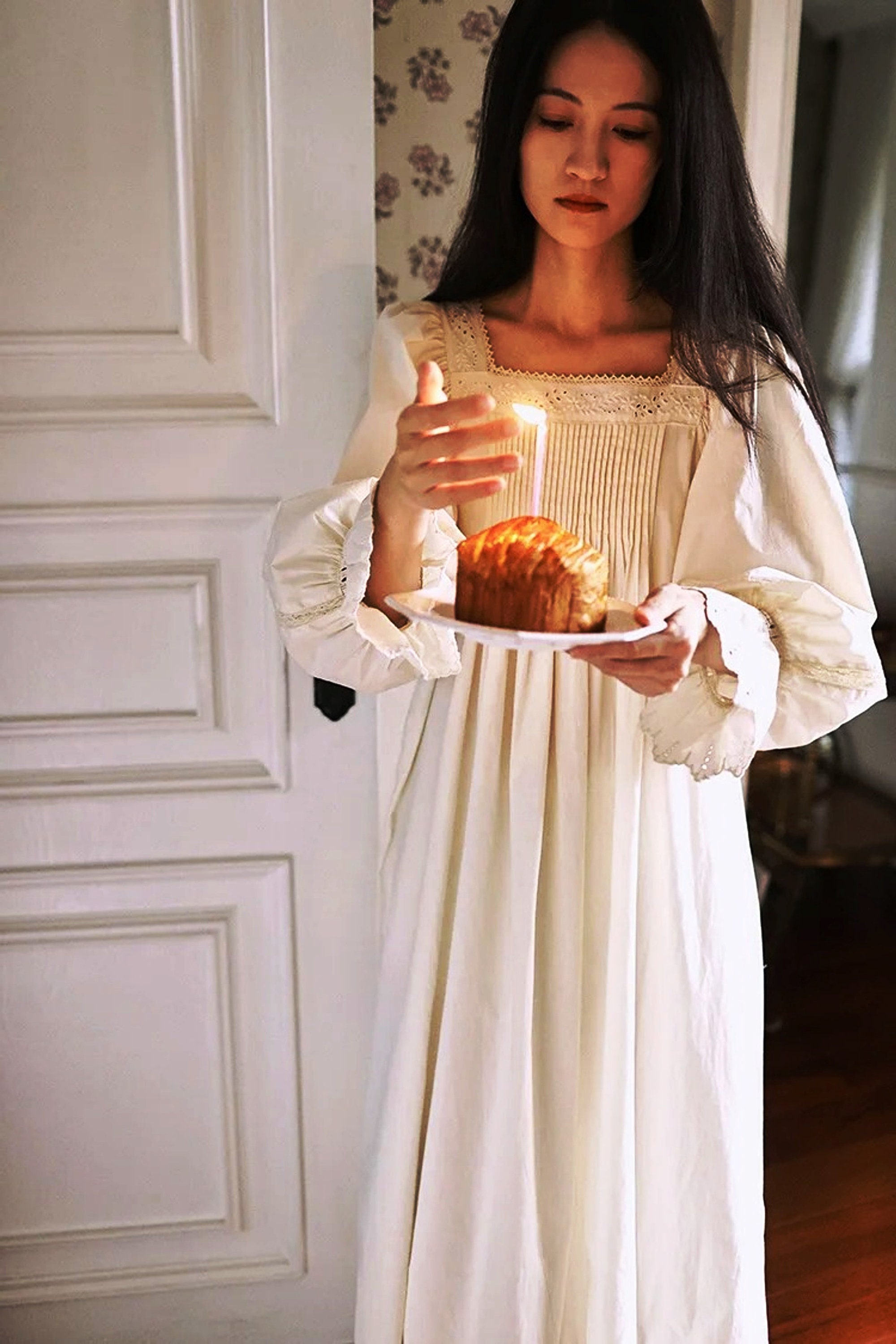 Vintage Victorian Lace Nightgown, Edwardian Nightgown ,cotton ...